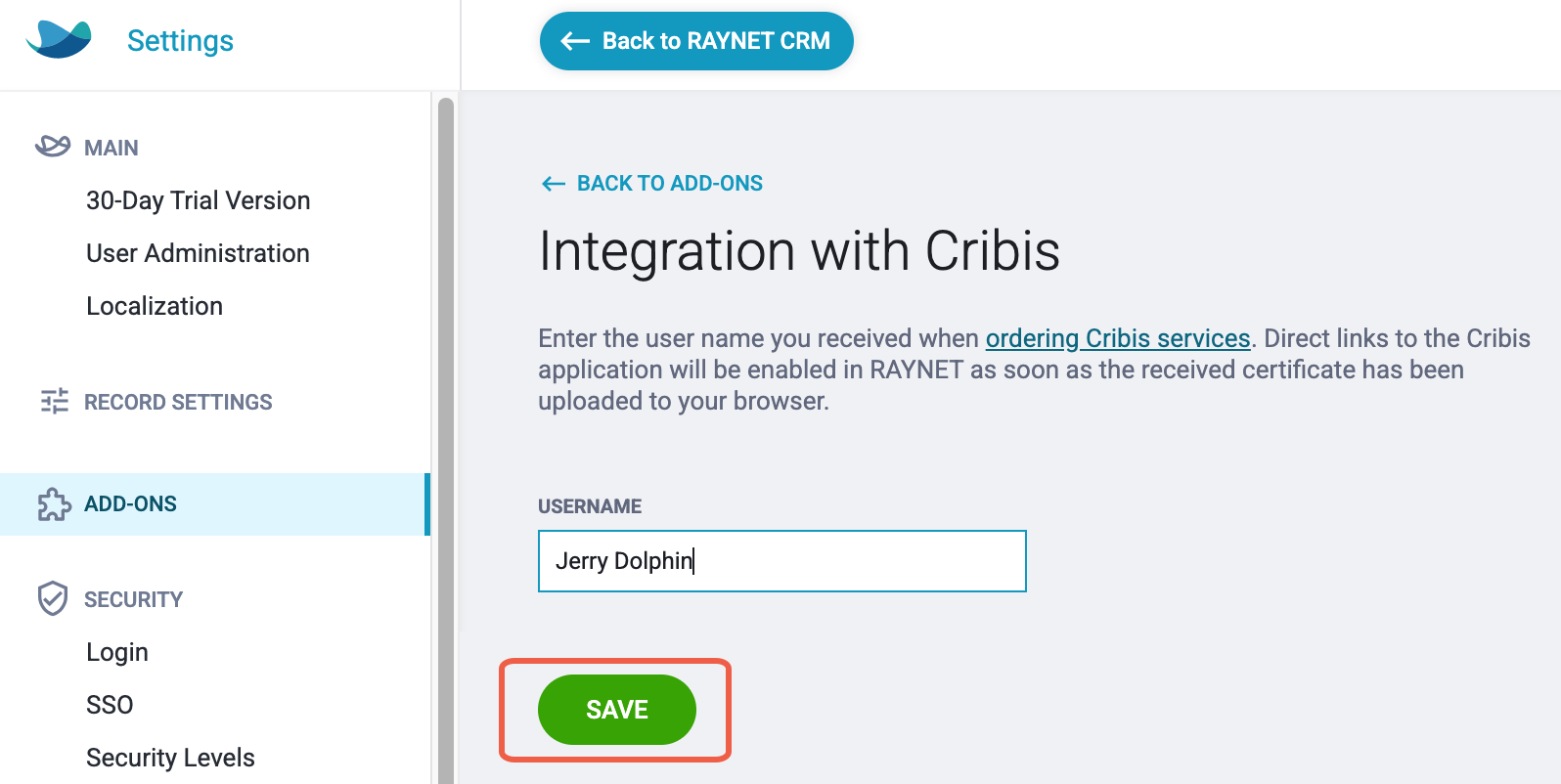 Integración con el sistema Cribis – Raynet CRM Base de conocimiento