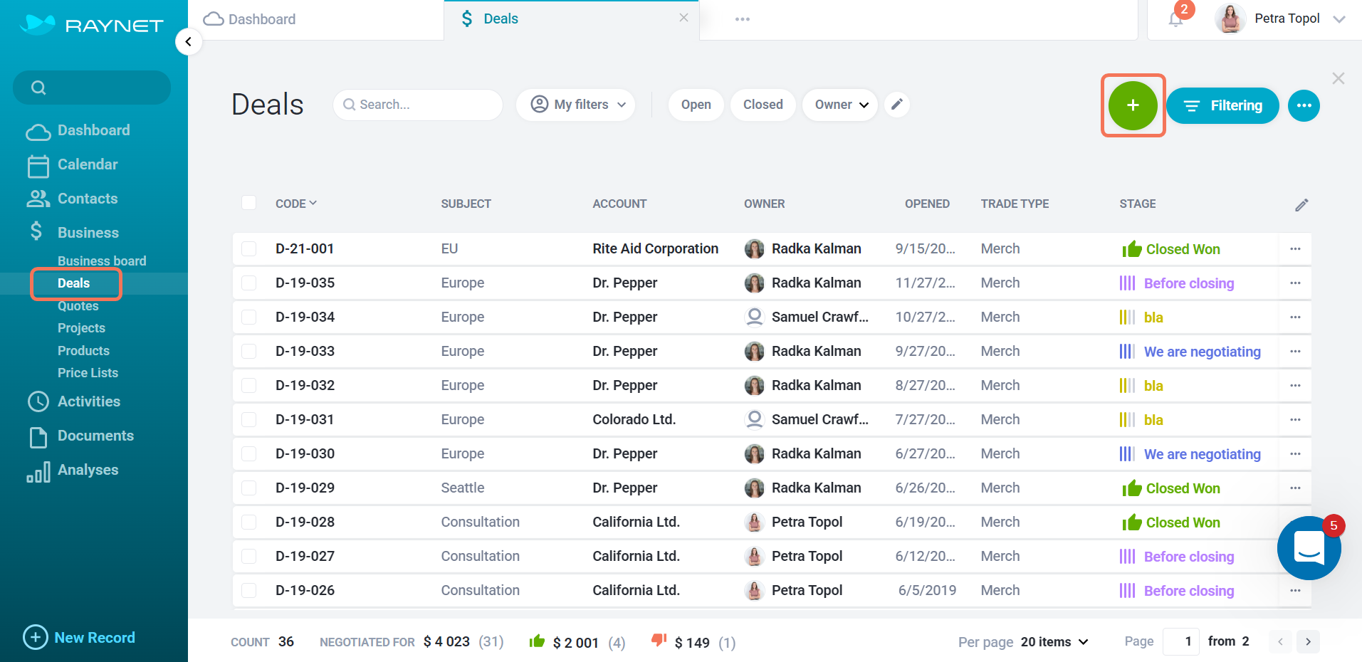 Create a New Deal – Raynet CRM Basics and Tutorials